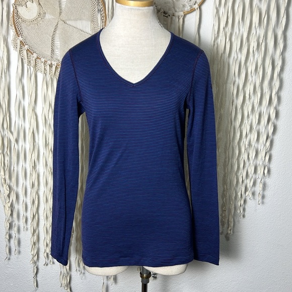 Icebreaker | Tops | Icebreaker Merino 20 Purple Navy Stripe Long Sleeve ...